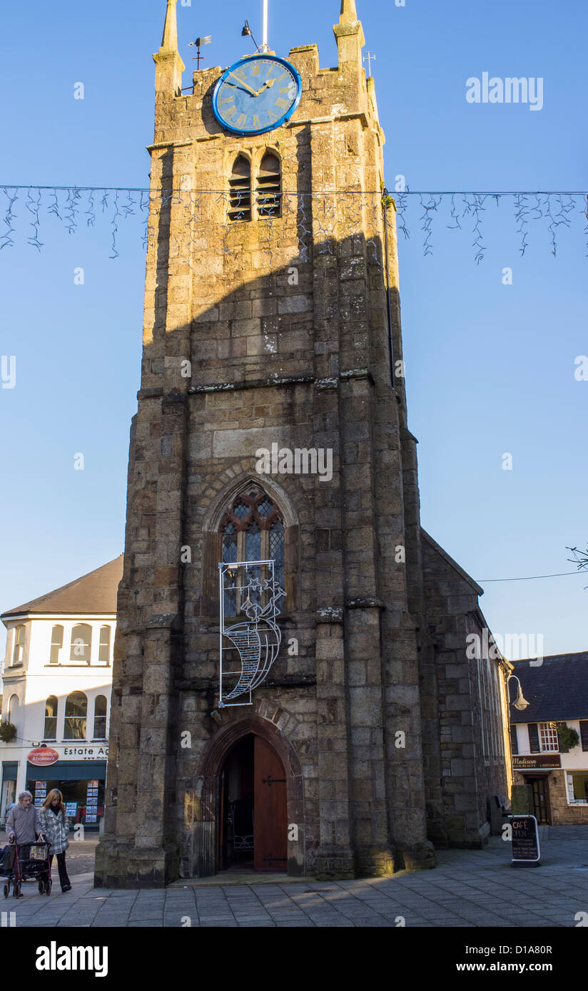 Okehampton Devon England. December 9th 2012. The town centre church ...