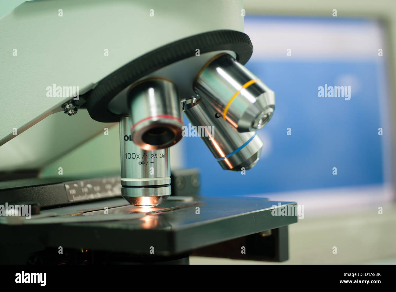 Microscope in lab Stock Photo - Alamy