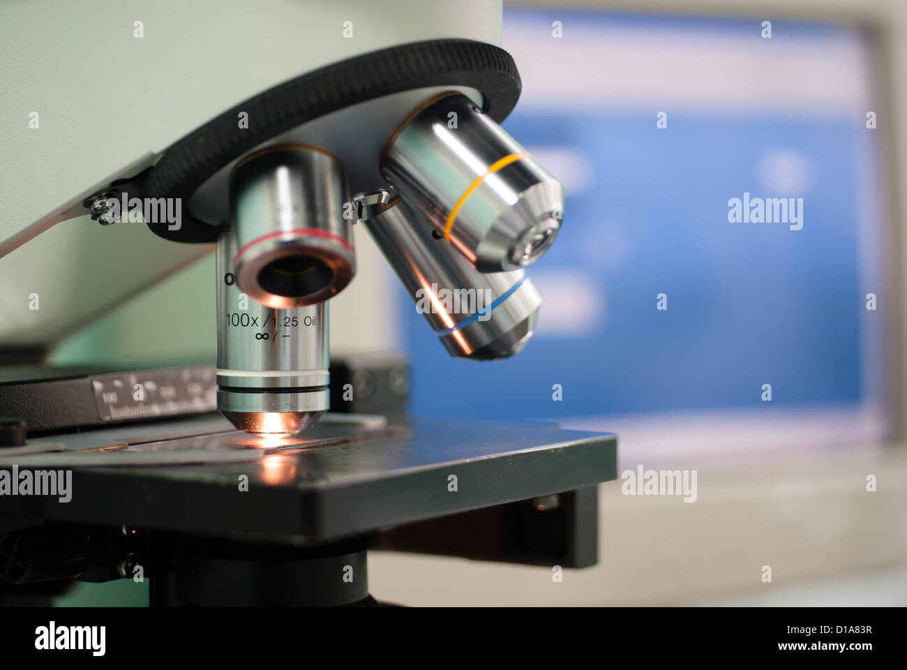 Microscope in lab Stock Photo - Alamy