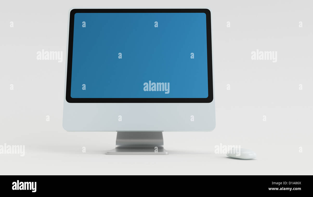 Computer monitor and mouse against white Stock Photo - Alamy