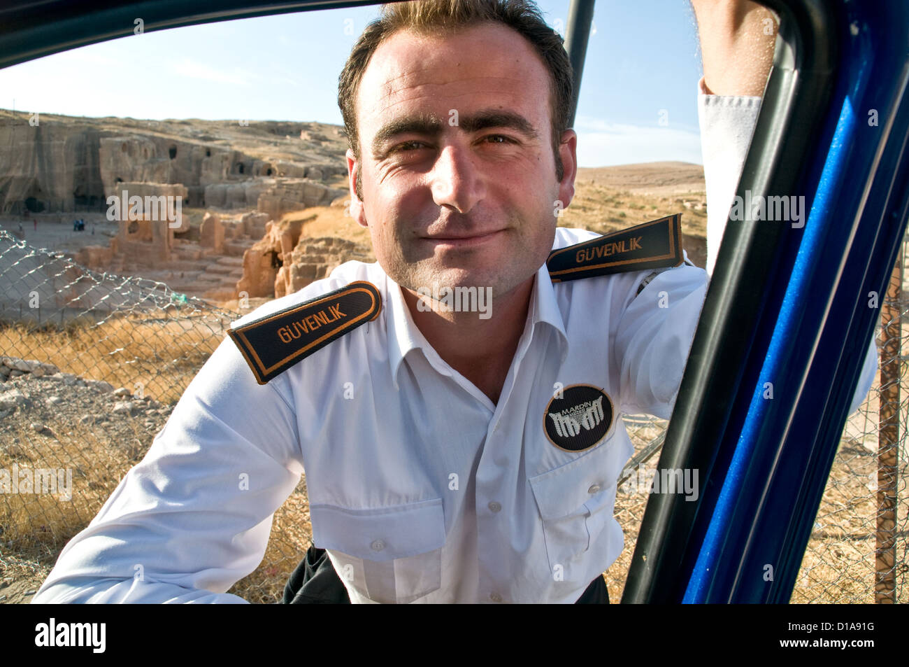 A Kurdish security guard at the ancient Roman fortress city of Dara, in ...