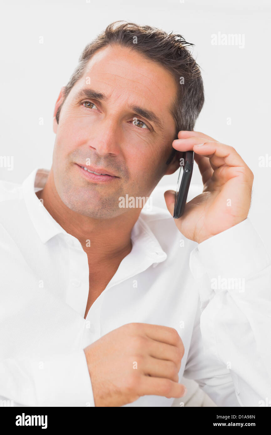 Portrait of man phoning Stock Photo - Alamy