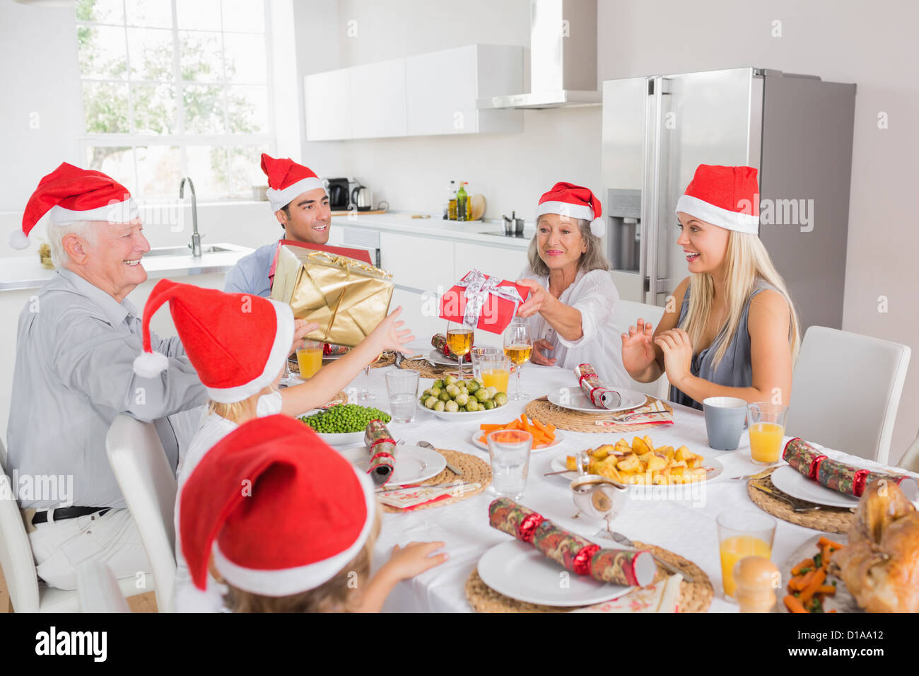 Smiling extended family wearing hats hi-res stock photography and ...