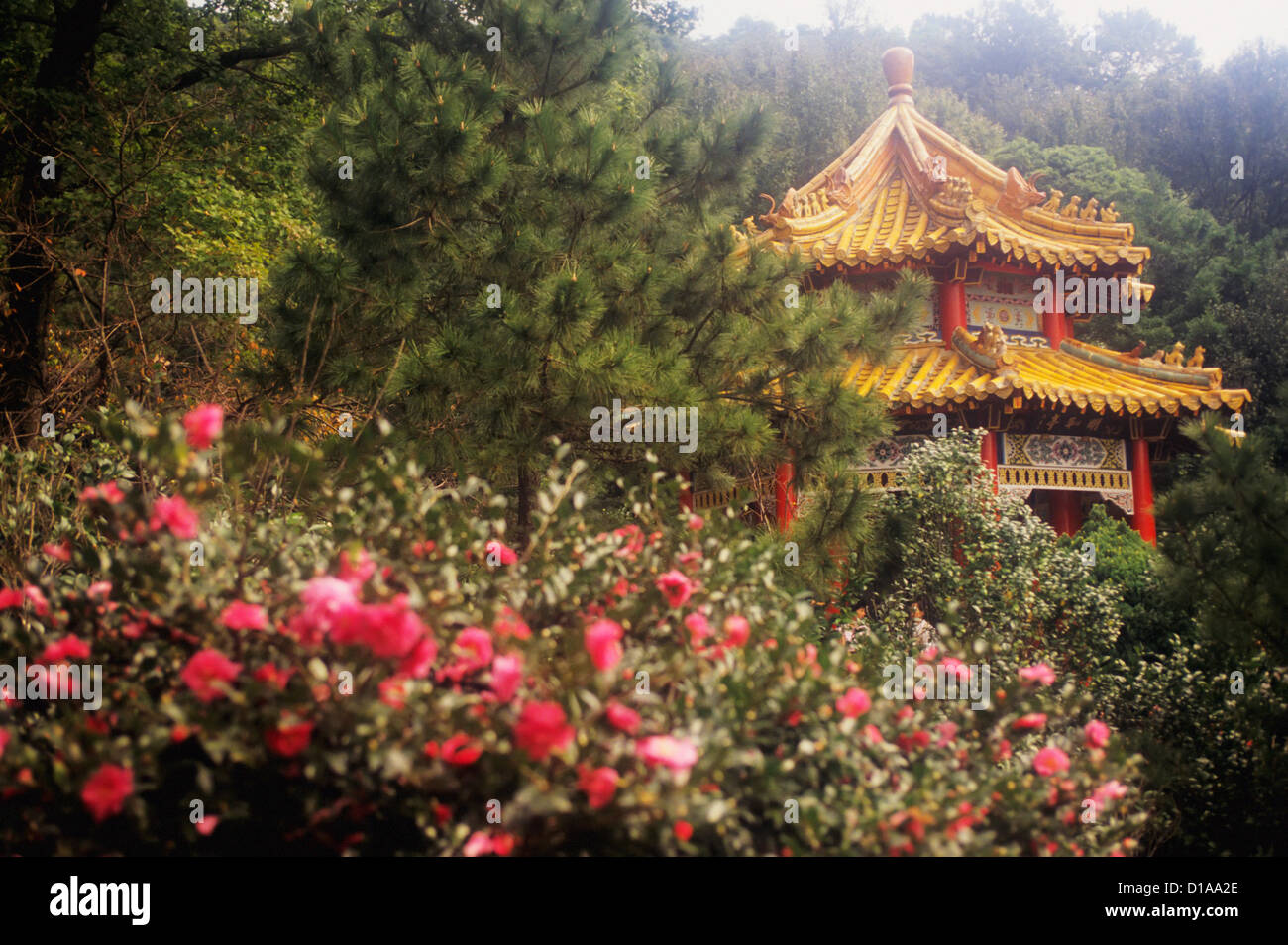 Taiwan, Taipei, Panchiao Suburb, The Lin Pen-Yuan Gardens With Pagoda ...
