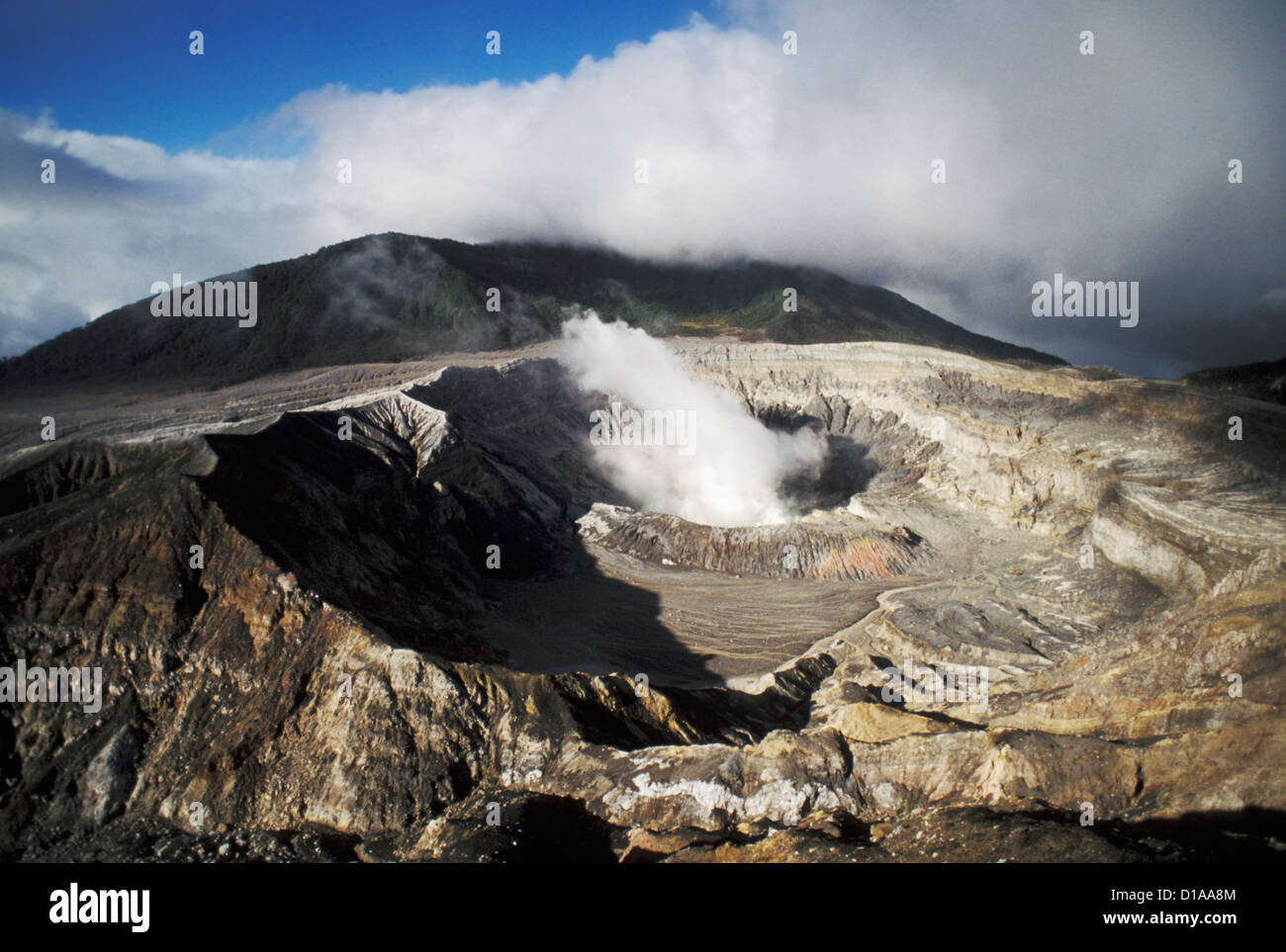 Costa Rica, Poas Volcano National Park, Steaming Crater On Mountain Top ...