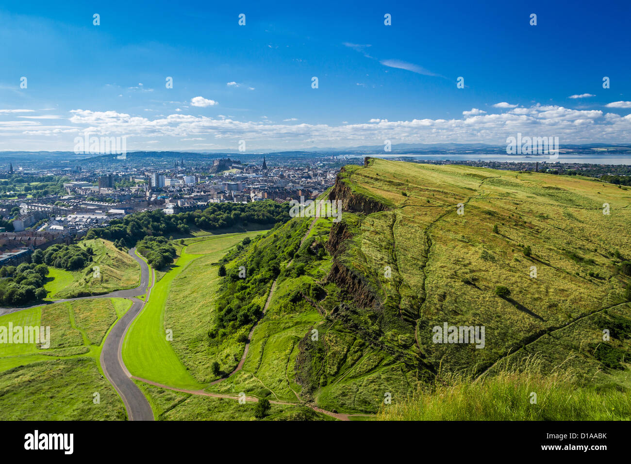 Edinburgh and green hills in summer Stock Photo - Alamy