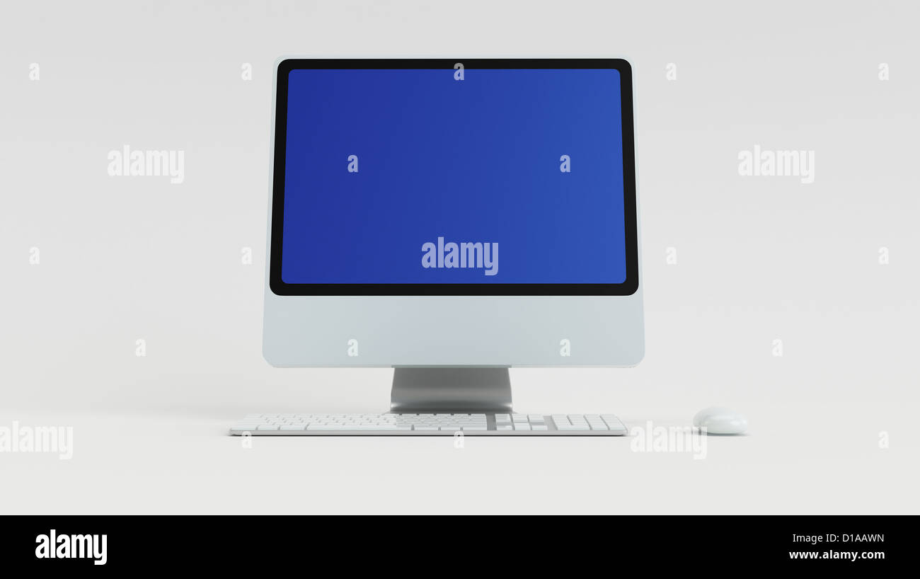 Computer monitor with keyboard and mouse Stock Photo - Alamy