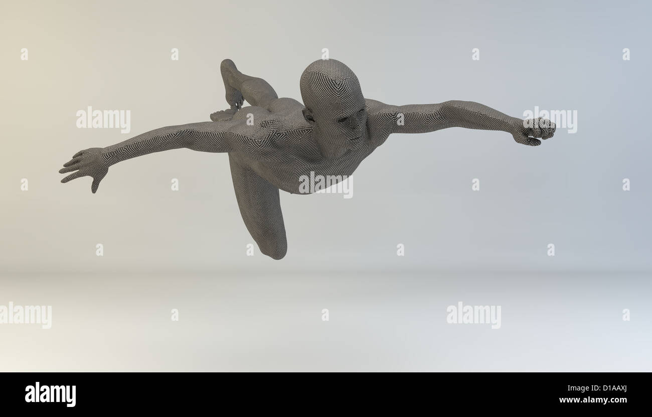 Muscular carbon statue floating, clipping path Stock Photo - Alamy