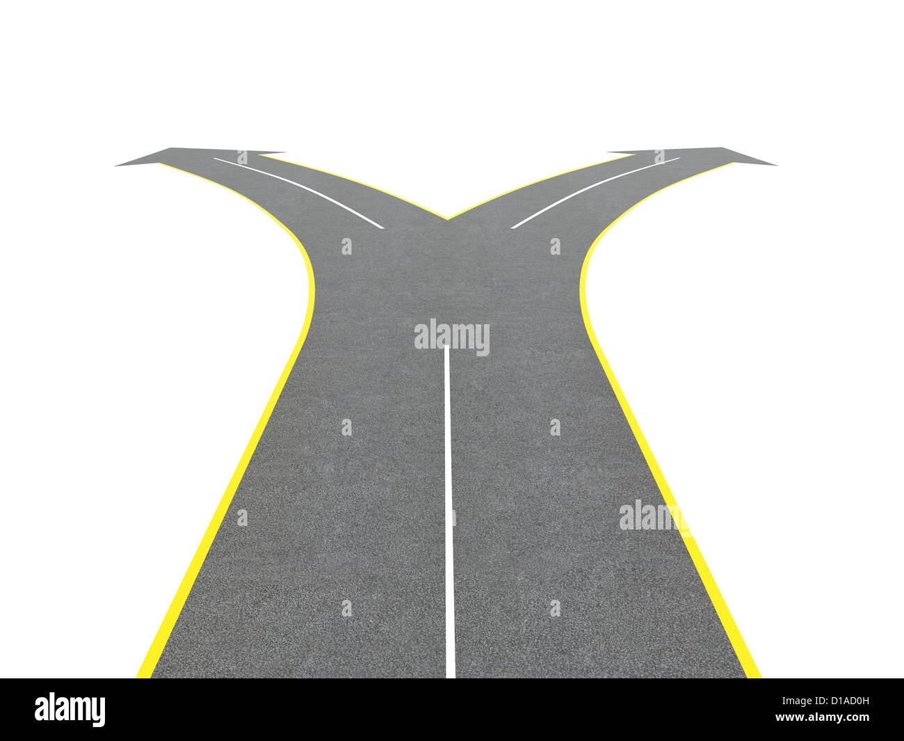 Render of road bifurcation on a white isolated background Stock Photo ...