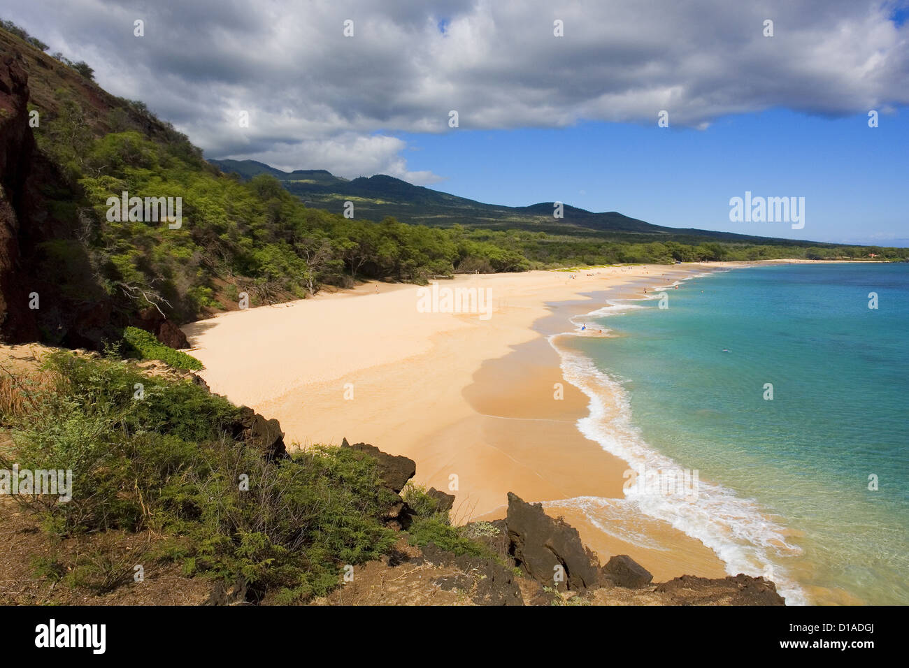 Hawaii, Maui, Makena State Park, Oneloa Or Big Beach, Water Lapping ...