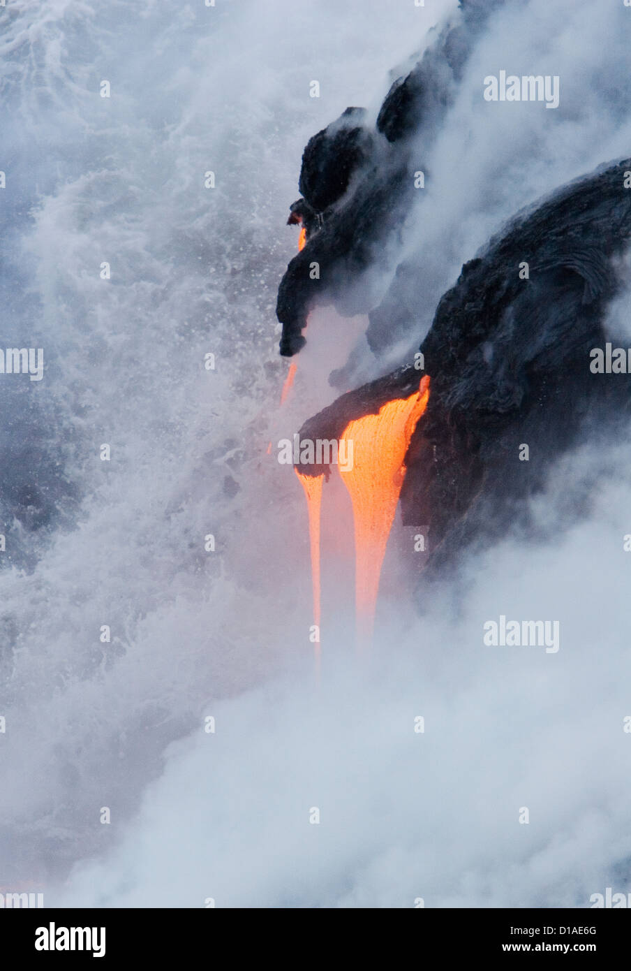 Hawaii, Big Island, Near Kalapana, Pahoehoe Lava Flowing From Kilauea ...