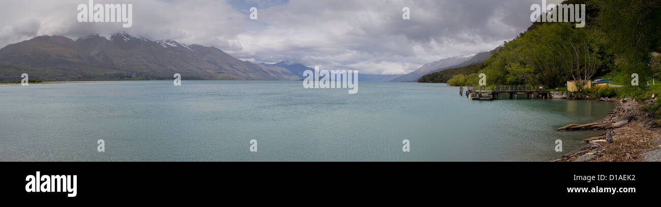 Panoramic view, from Kinloch Lodge across Lake Wakatipu, Kinloch, Otago ...