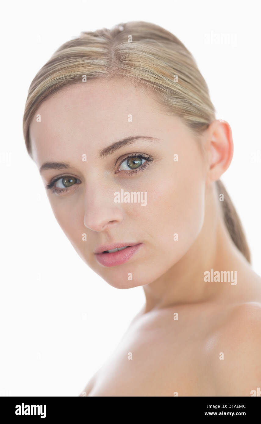 Close-up portrait of fresh woman's face Stock Photo - Alamy