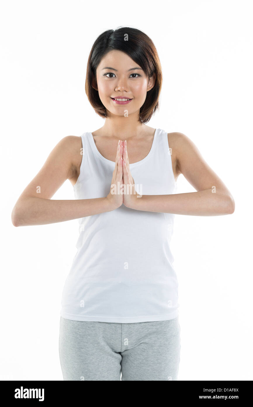 Beautiful Chinese woman doing exercise. Fitness and healthy lifestyle ...