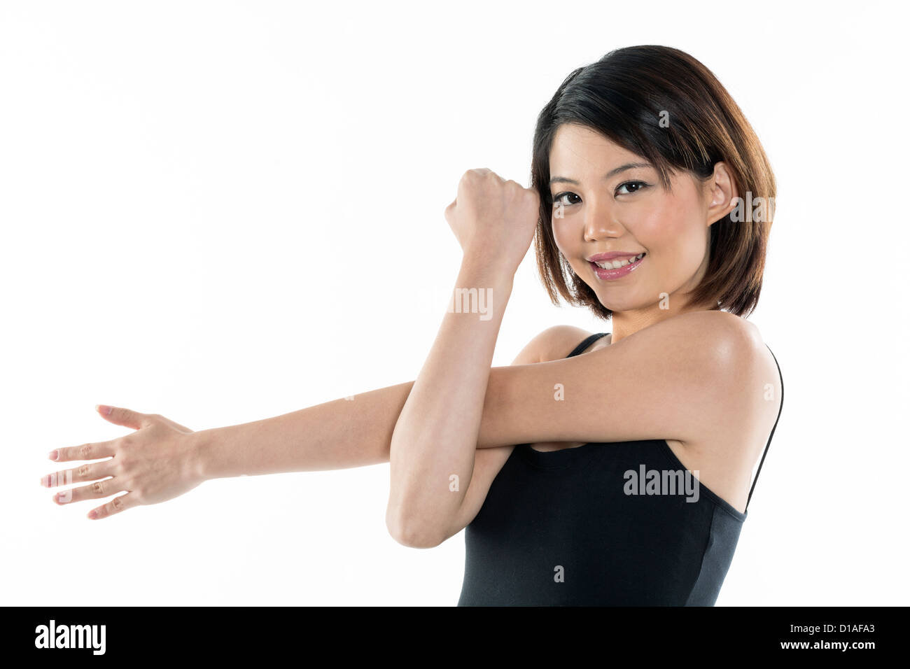 Beautiful Chinese woman doing exercise. Fitness and healthy lifestyle ...