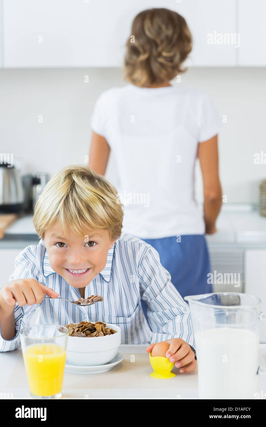 Boy breakfast milk cup hi-res stock photography and images - Alamy