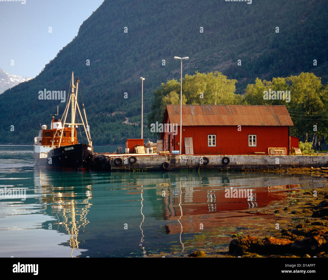 The old historic vessel Granvin docking at the harbor Stock Photo - Alamy