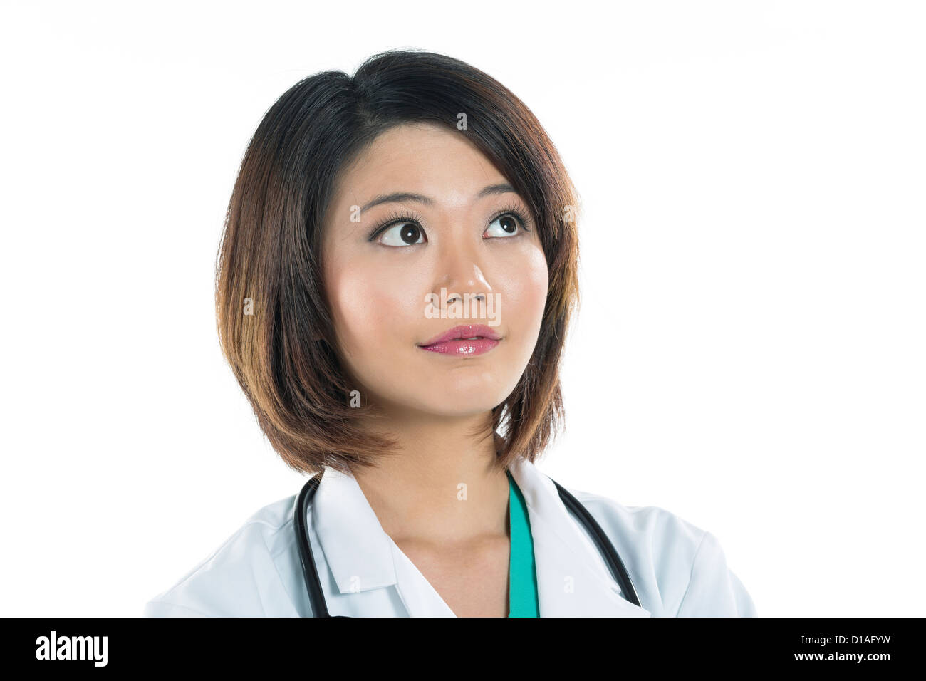 Portrait of a cute Female Chinese doctor wearing a medical clothing ...