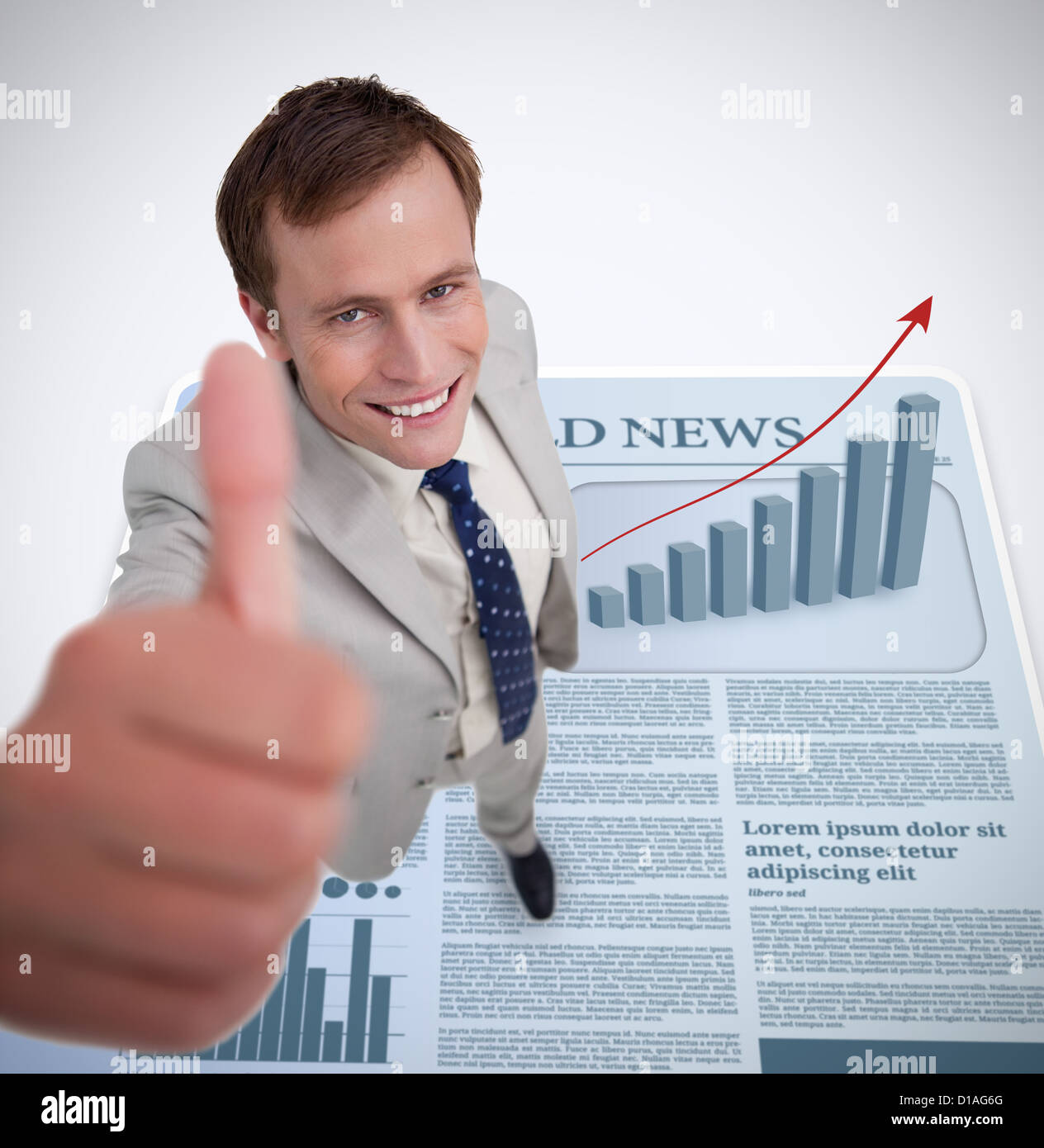 Smiling businessman giving thumb up Stock Photo - Alamy