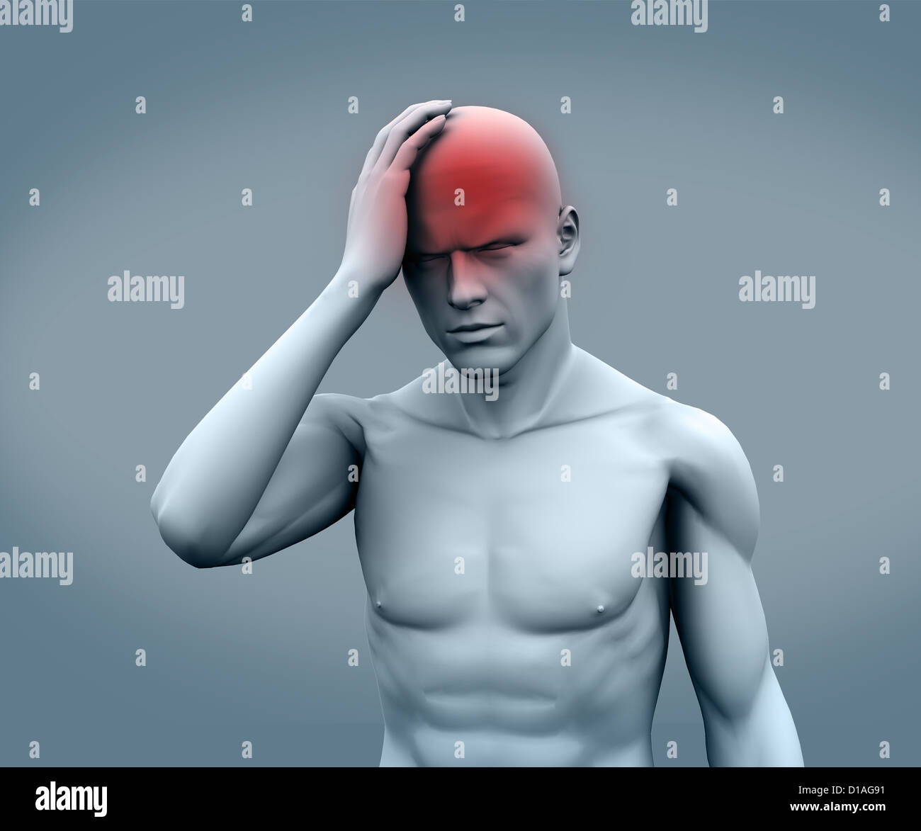 Digital human with headache Stock Photo - Alamy