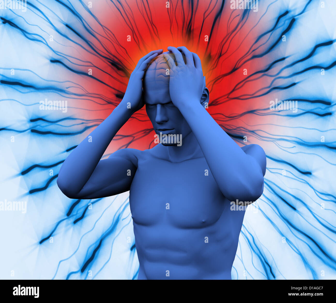 Digital body having a headache Stock Photo - Alamy