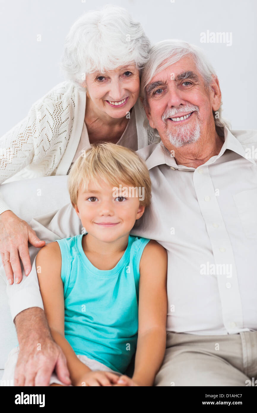 Portrait of grandparents and grandson Stock Photo - Alamy