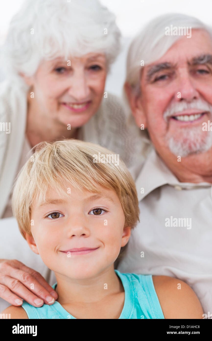 Grandson with grandparents Stock Photo - Alamy