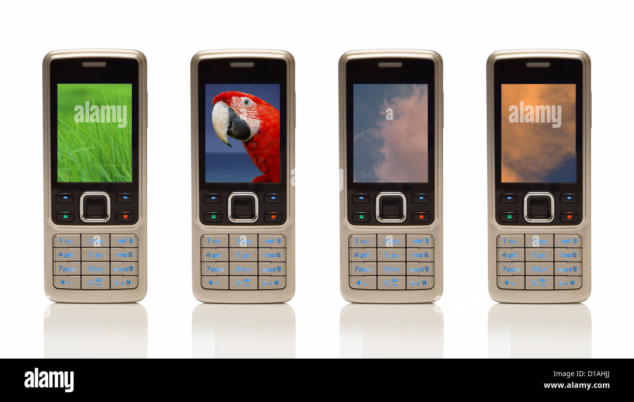 Cellphones with Different backgrounds Stock Photo - Alamy