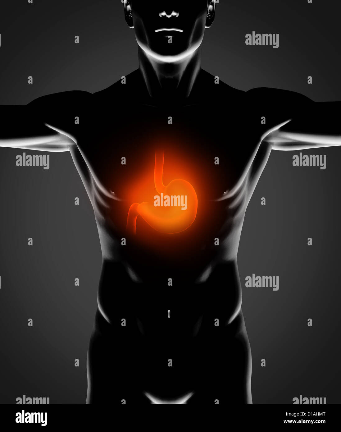 Black human figure with red stomach Stock Photo - Alamy