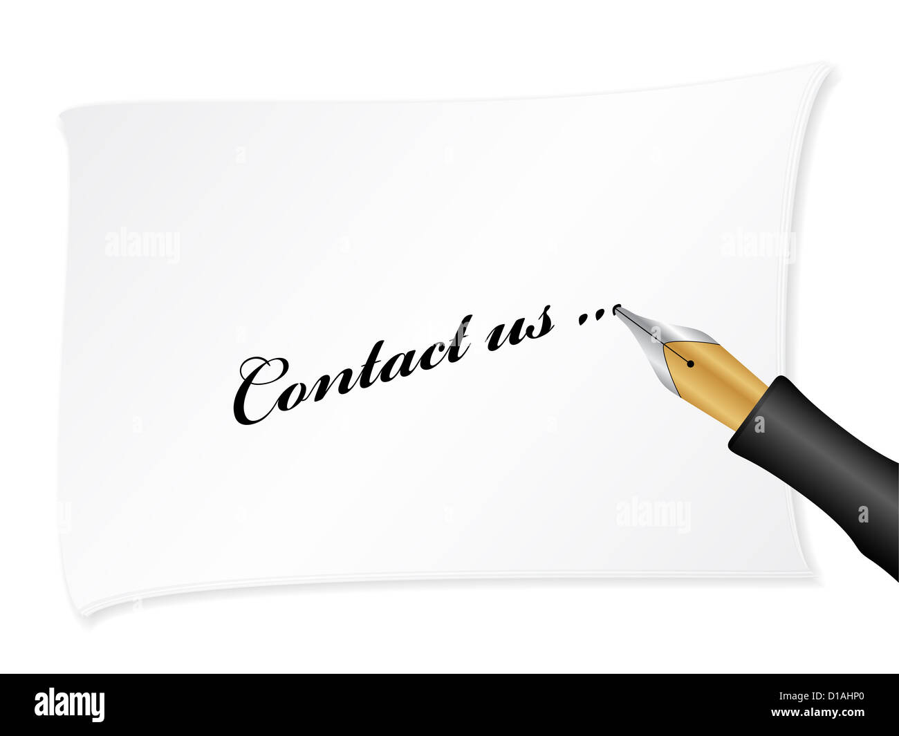 White note with text (contact us). Vector illustration Stock Photo - Alamy