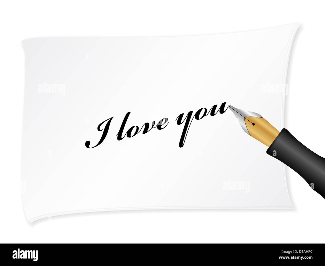 White note with text (i love you). Vector illustration Stock Photo - Alamy
