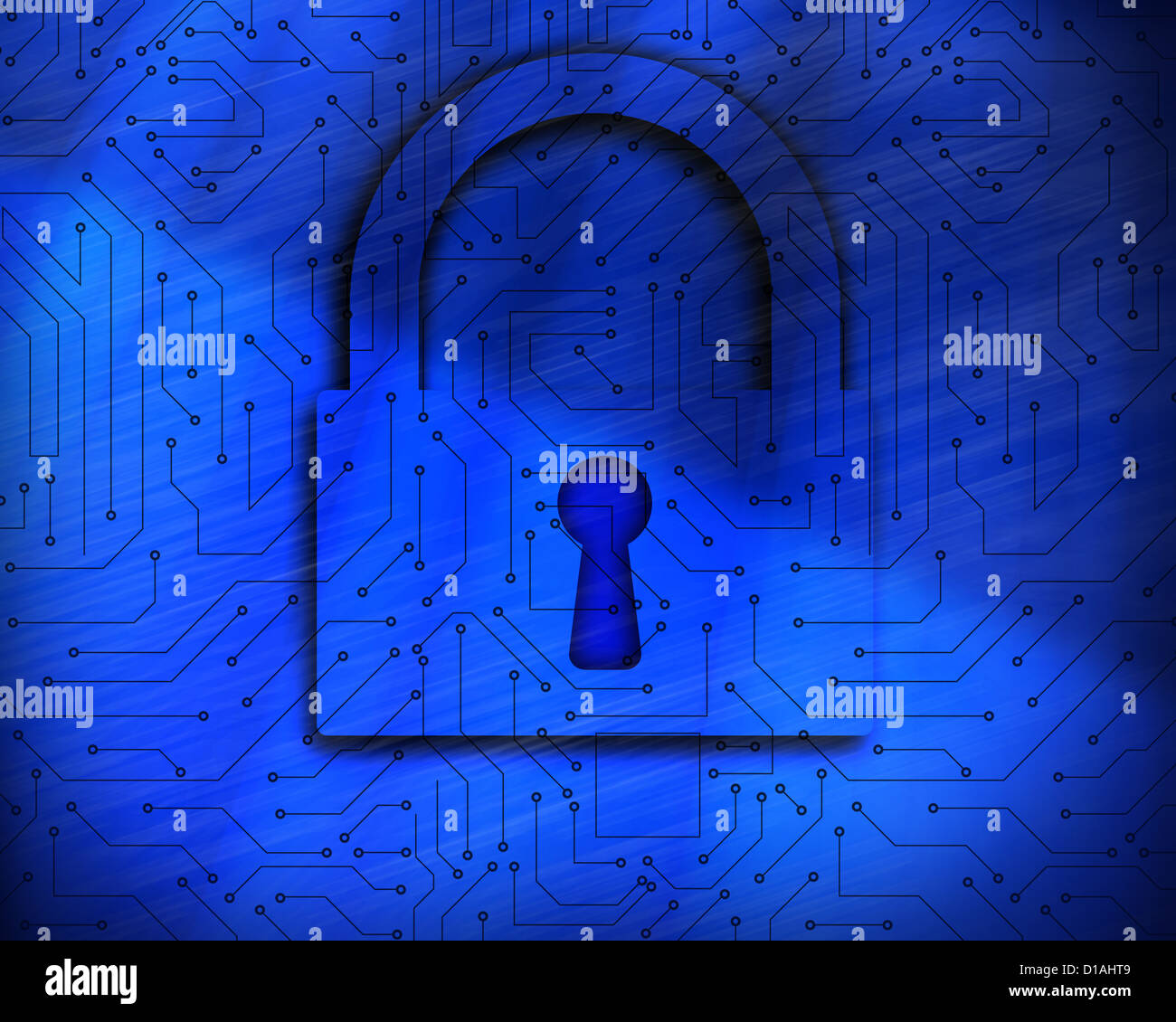 Lock on digital background Stock Photo - Alamy