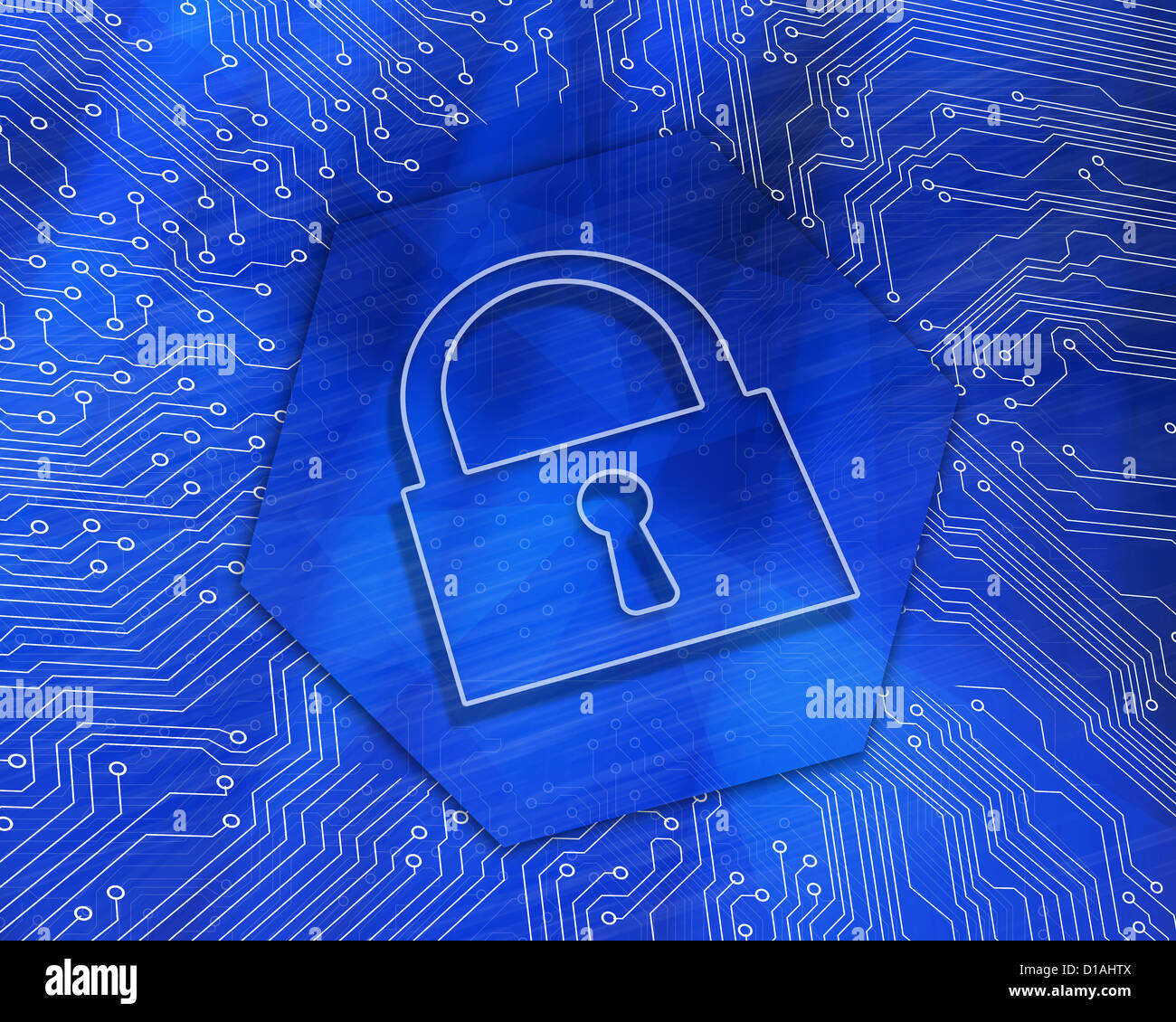 Lock graphic on blue background Stock Photo - Alamy
