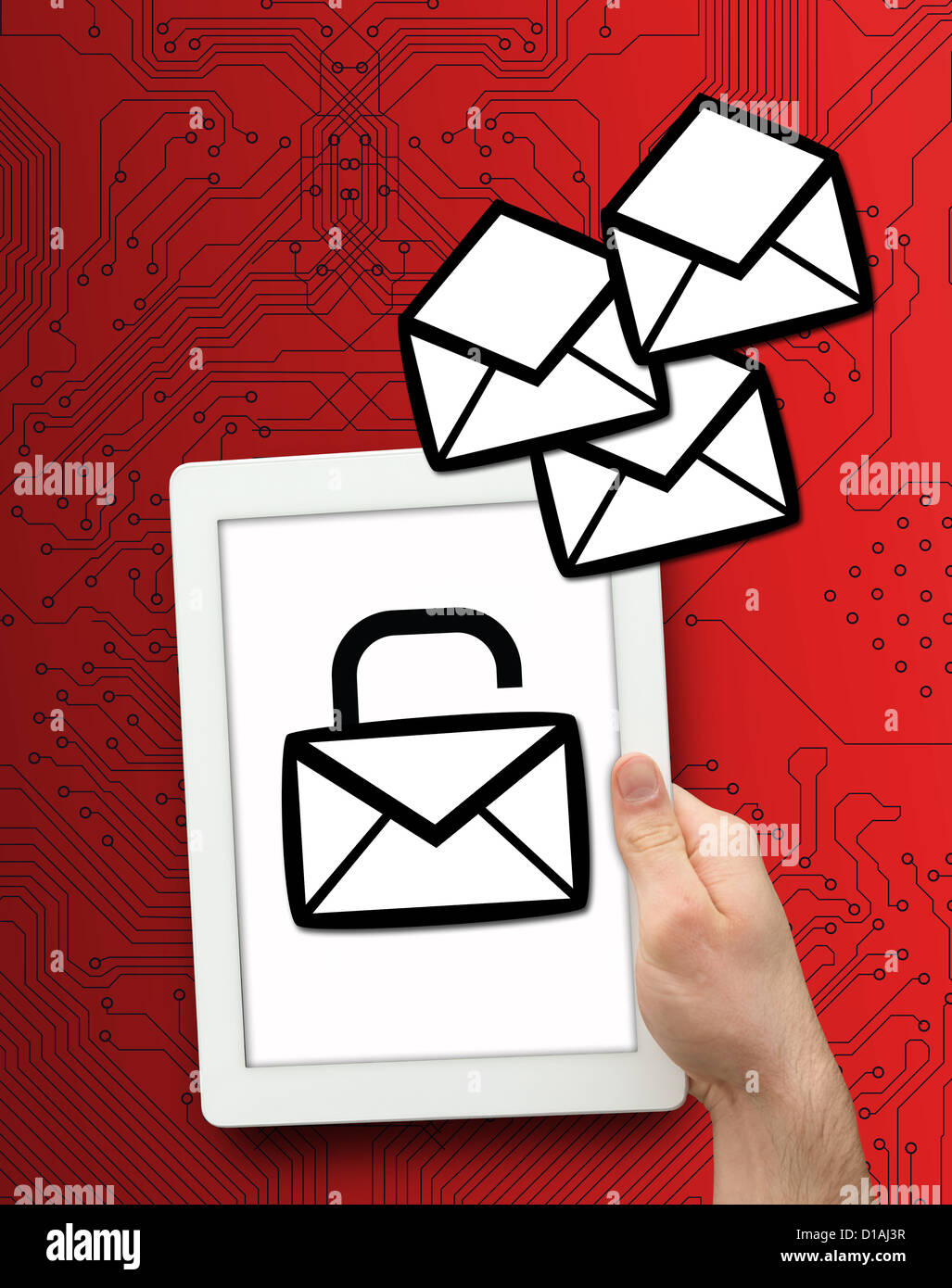Tablet with email graphic Stock Photo - Alamy