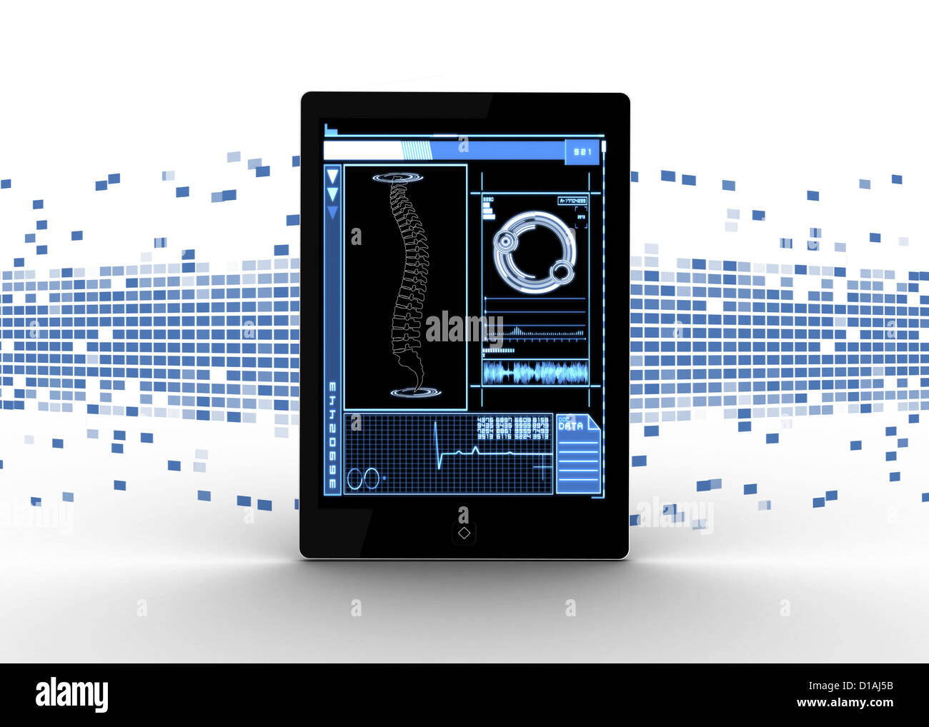 Tablet displaying medical spine interface Stock Photo - Alamy