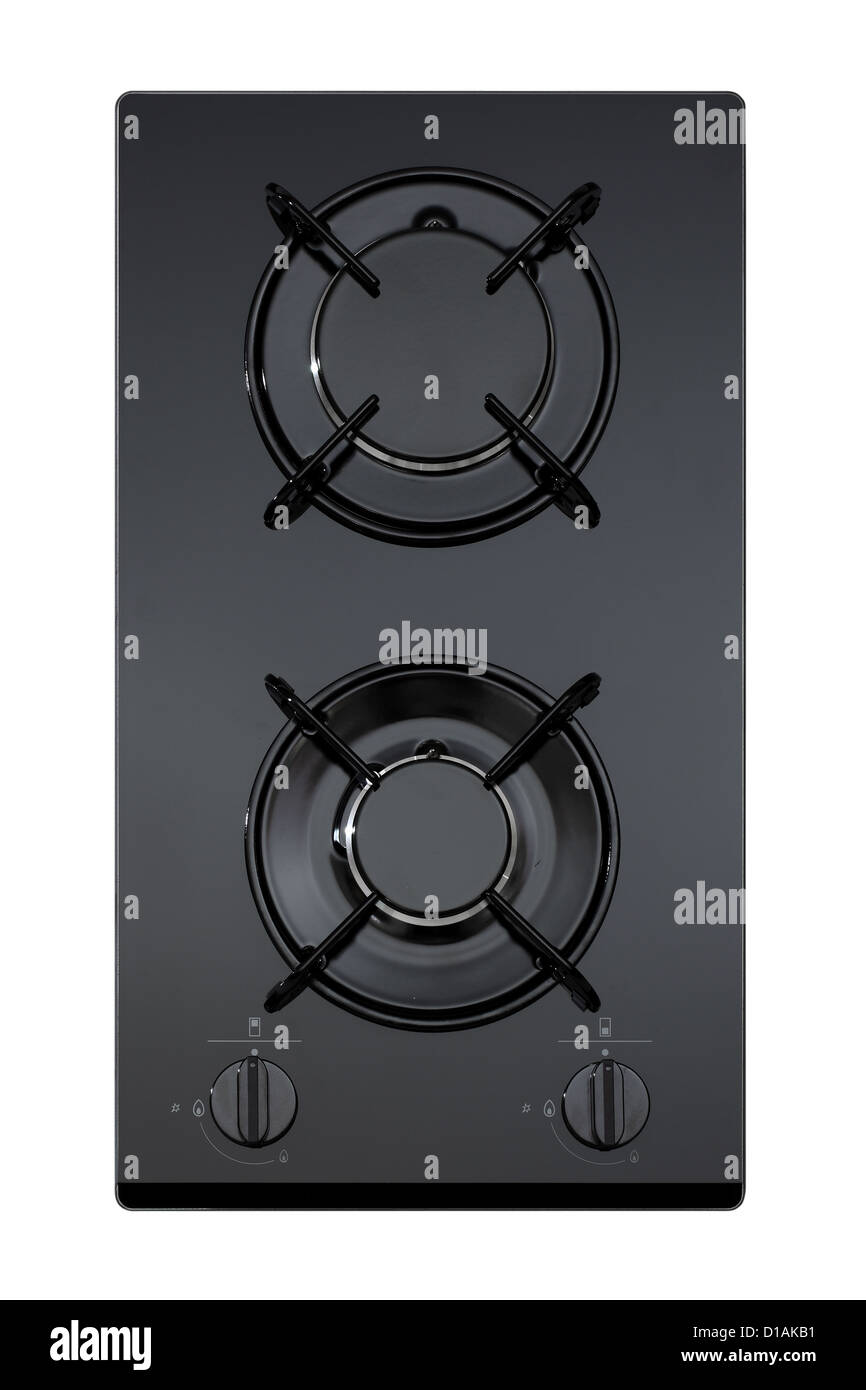 Black glass gas hob isolated on white with clipping path Stock Photo ...