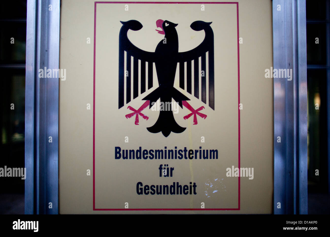 Picture shows a signboard of the German Ministry for Health in Berlin ...