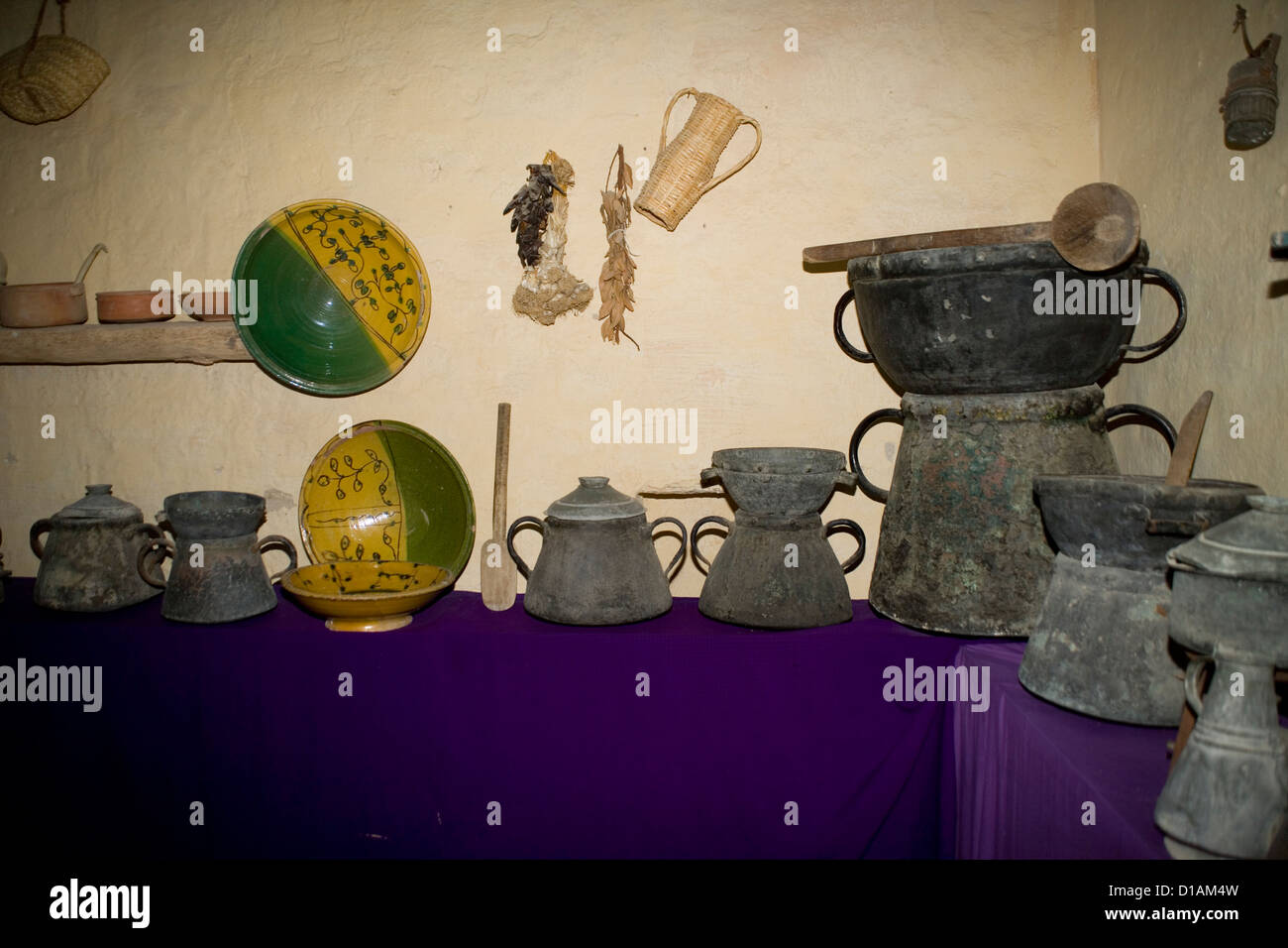 Traditional kitchen in a Museum in the old quarter of Tozeur in Tunisia ...