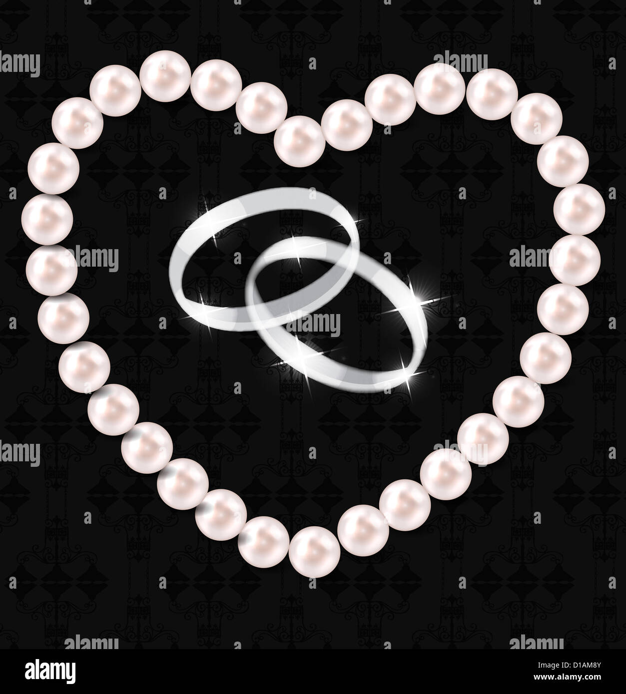 Pearl heart vector illustration background Stock Photo - Alamy