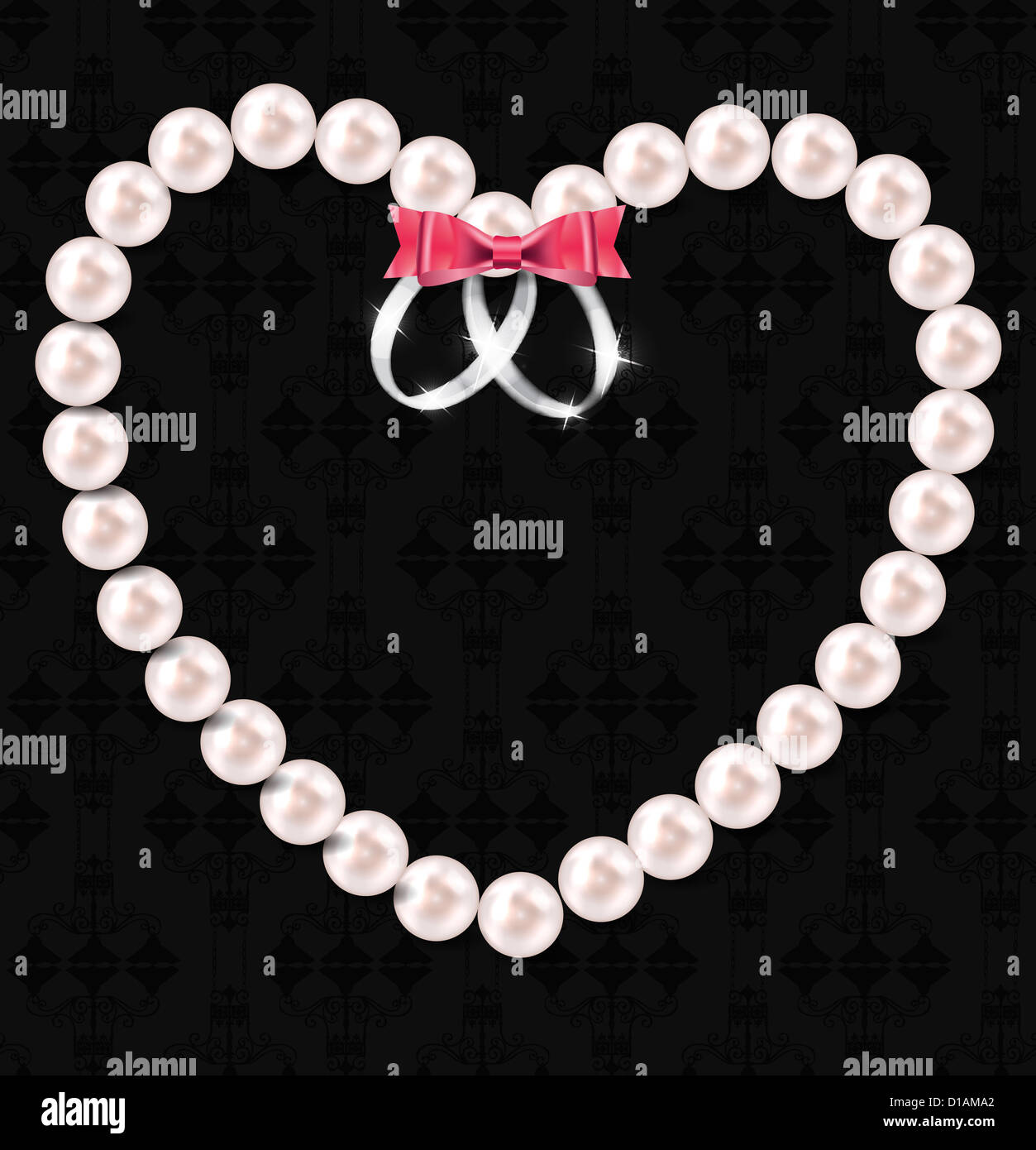 Pearl heart vector illustration background Stock Photo - Alamy