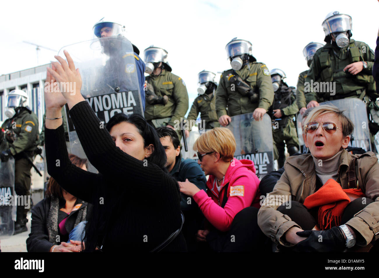 Police forces and demonstraters in Athens Stock Photo - Alamy