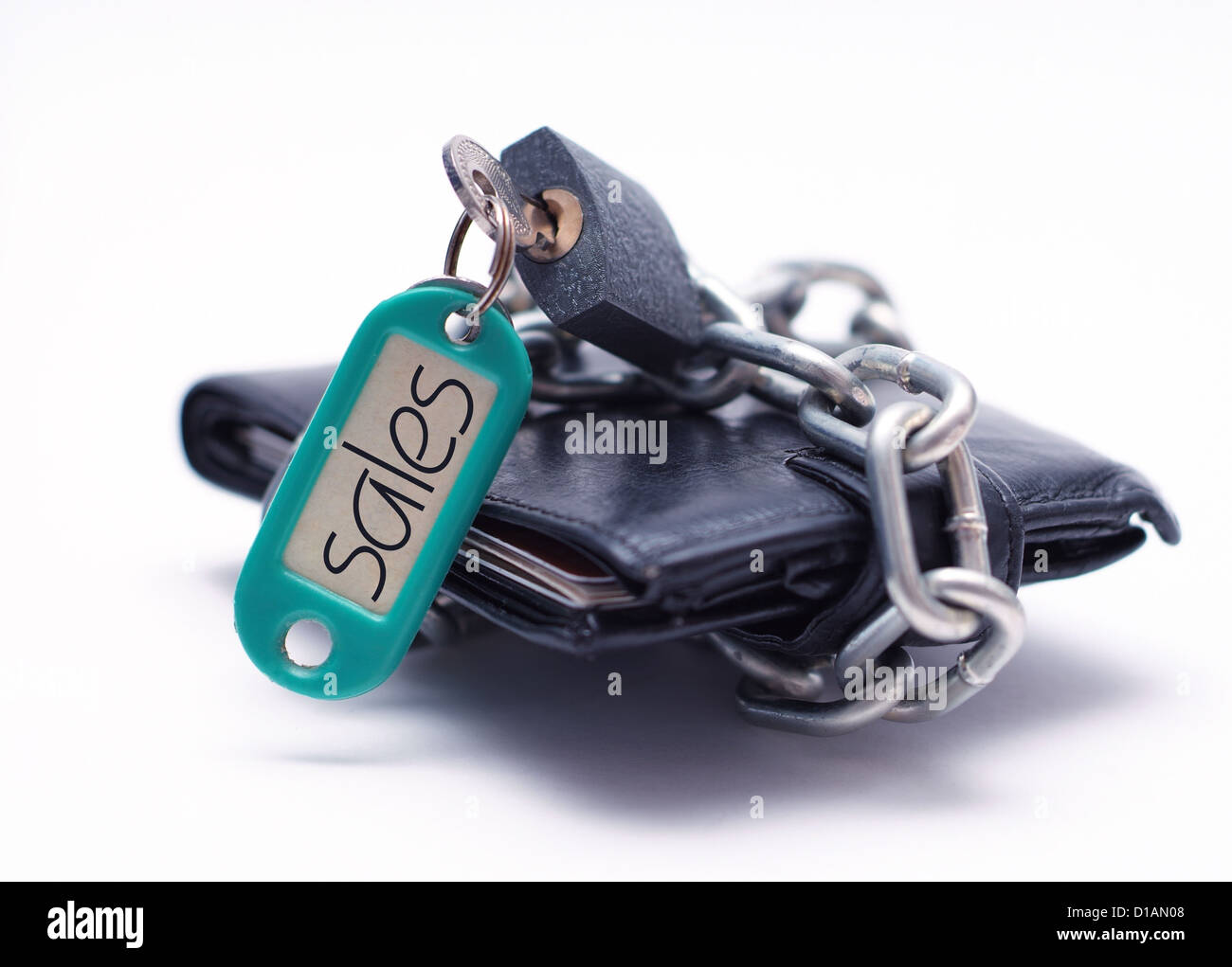 Unlock open wallet purse lock and chain for business save money or ...