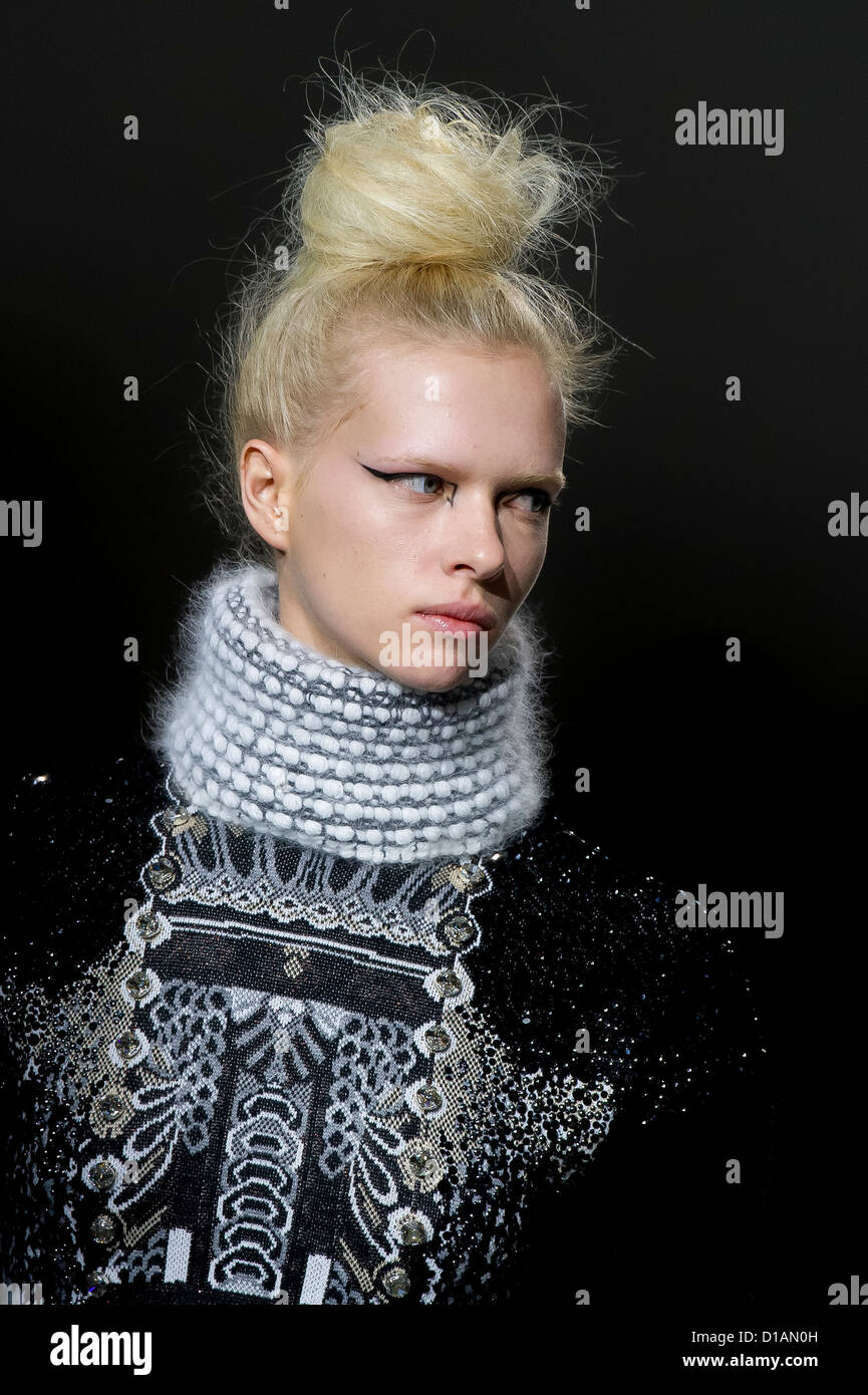 A model displays a creation by designer Mary Katrantzou during a ...