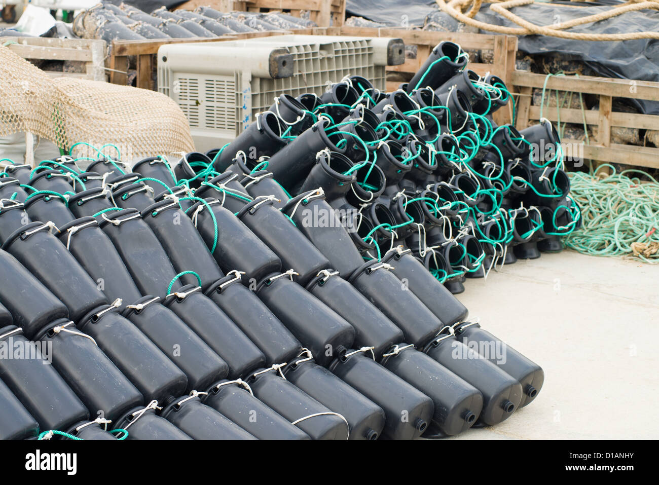 Stack of traps as used for octopus fishing Stock Photo - Alamy
