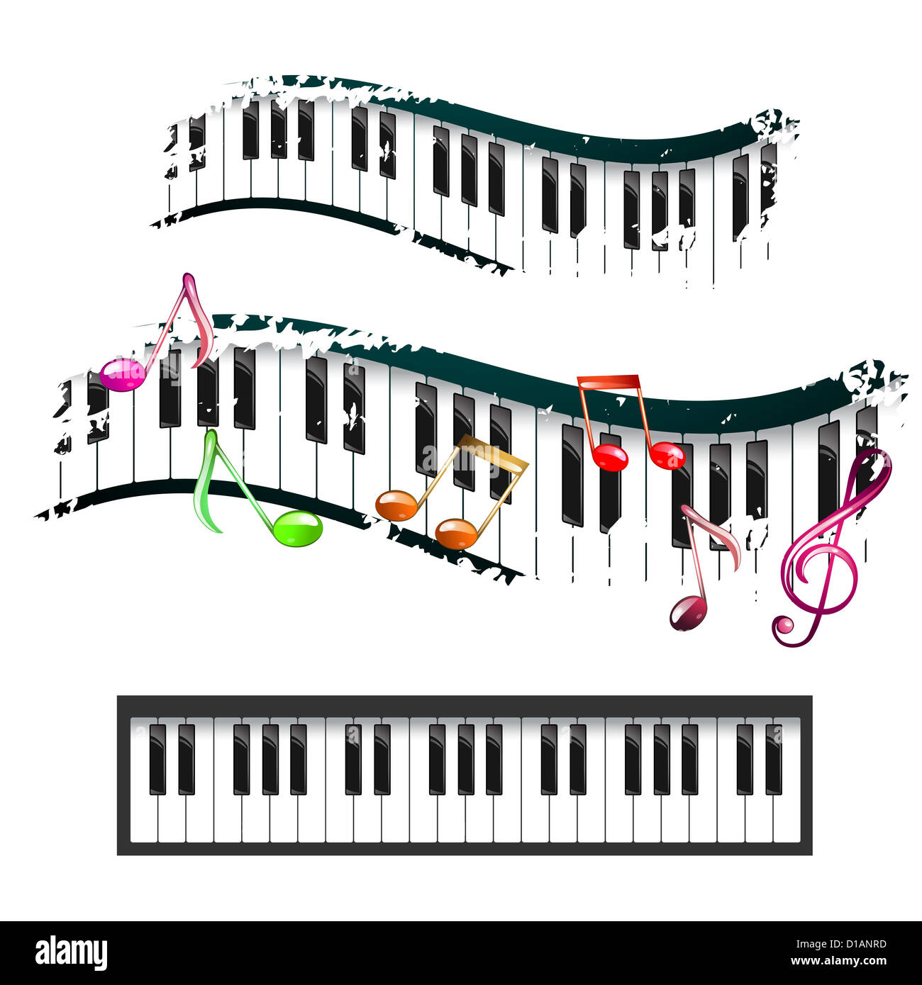 Piano keyboard and music notes Stock Photo - Alamy