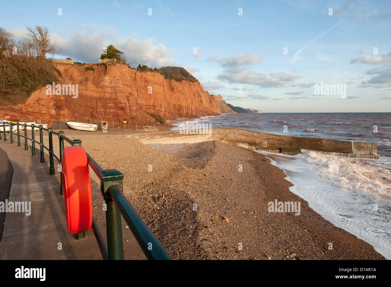 East Cliffs at Sidmouth in Devon with severe coastal erosion and ...