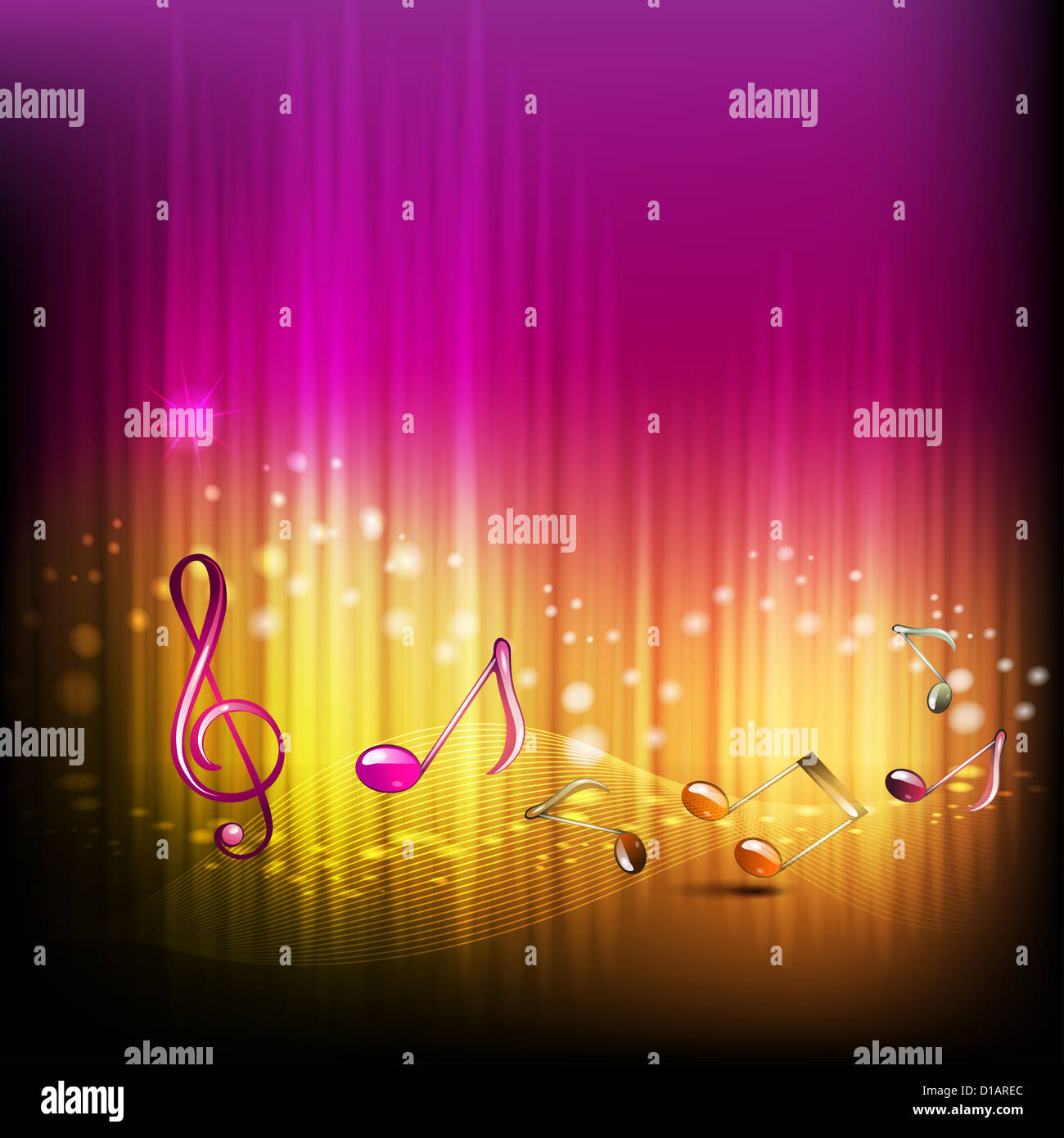 Musical notes with rays Stock Photo - Alamy