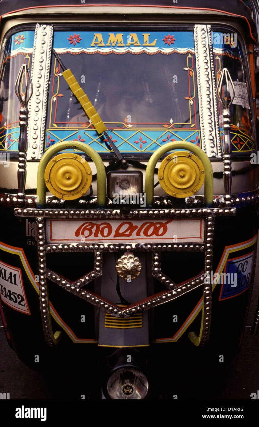 Decorated auto rickshaw in Kerala India Stock Photo - Alamy