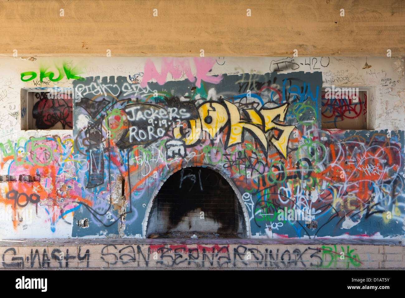 A graffiti covered wall in California Stock Photo - Alamy