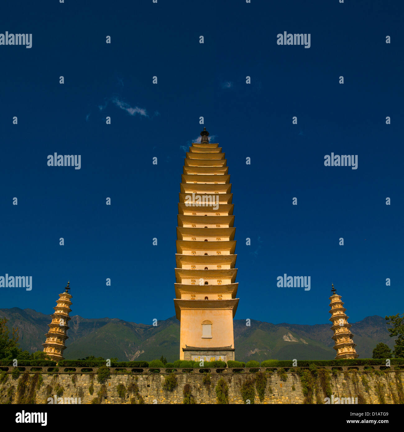 The Three Pagodas Of San Ta Si Monastery In Dali, Yunnan Province ...